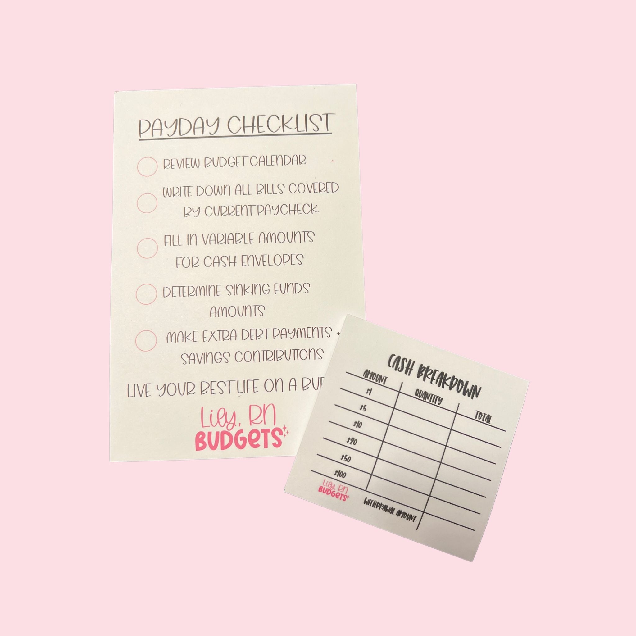 Teller Slip & Payday Checklist Bundle – lilyrnbudgets