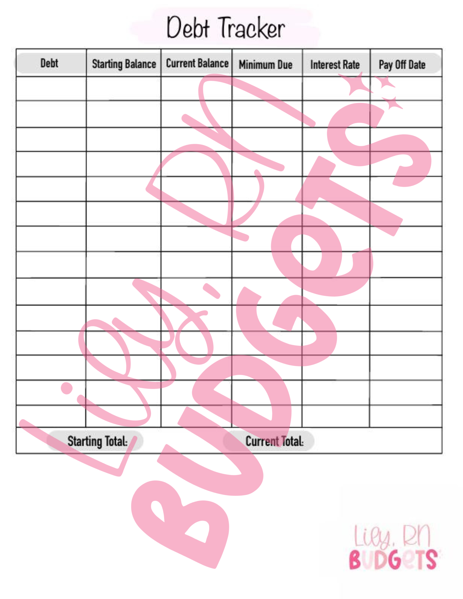 Debt Tracker template – lilyrnbudgets